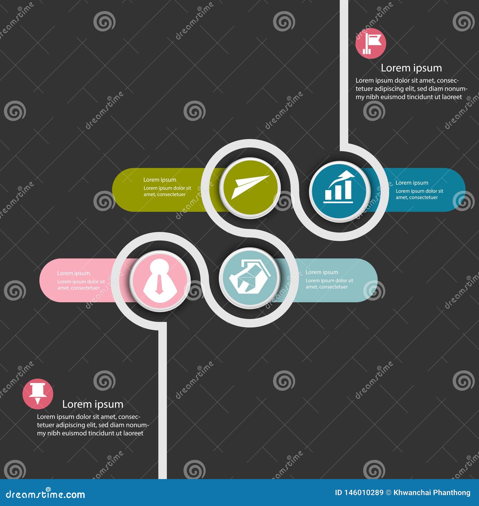 Business Data Infographic, Process Chart with 4steps, Vector and ...