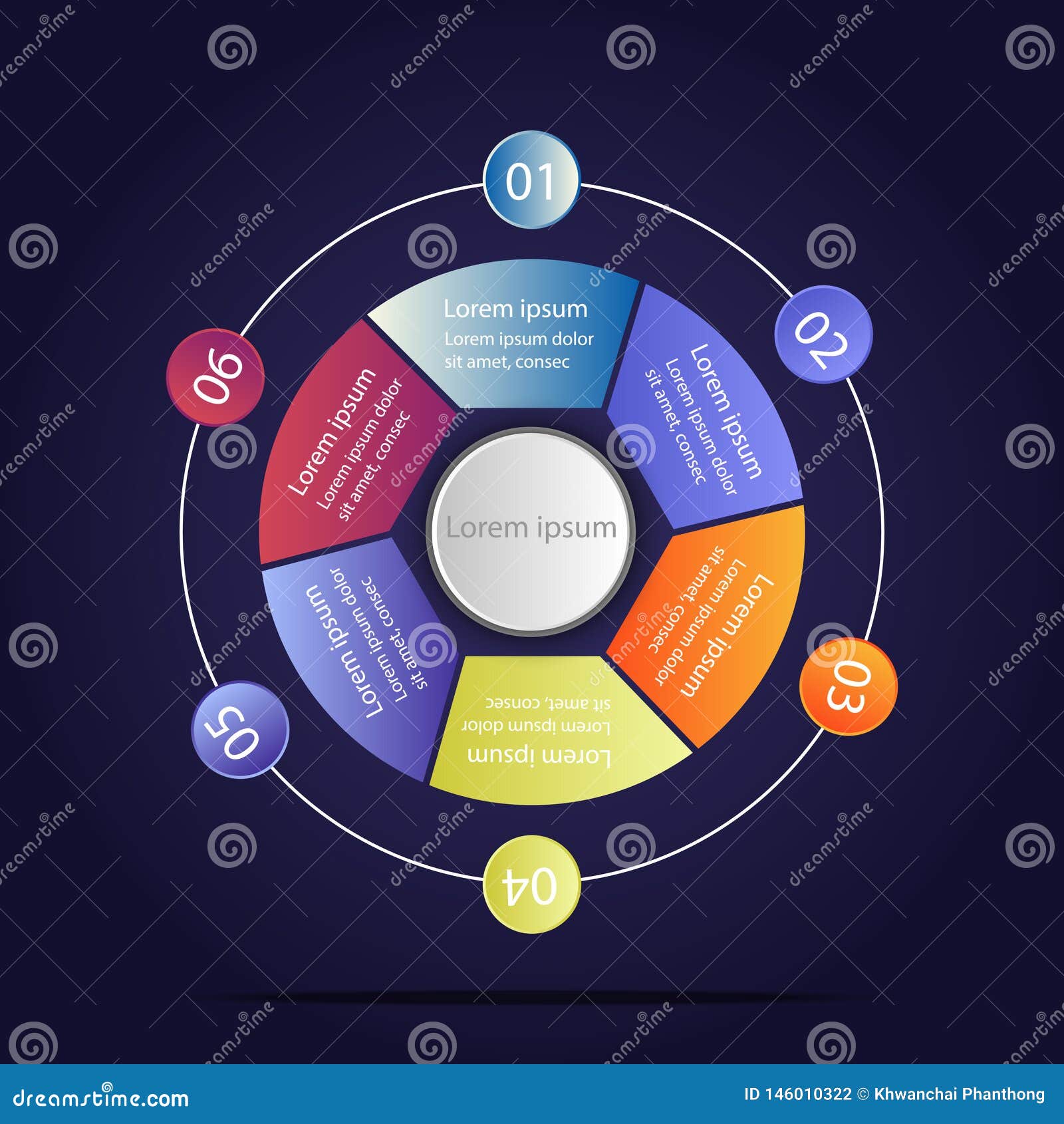 Business Data Infographic, Process Chart with 6 Steps, Vector and ...