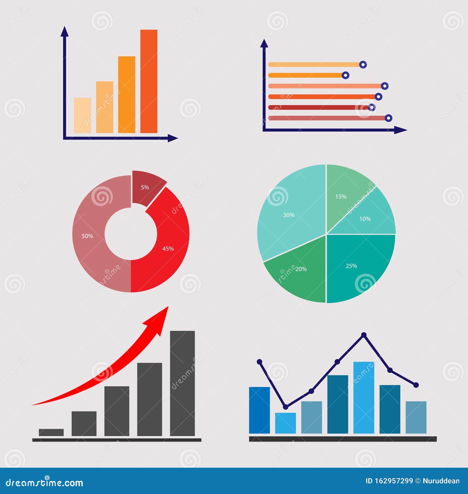 Business Data Market Elements Charts Diagrams and Graphs Flat Icon ...