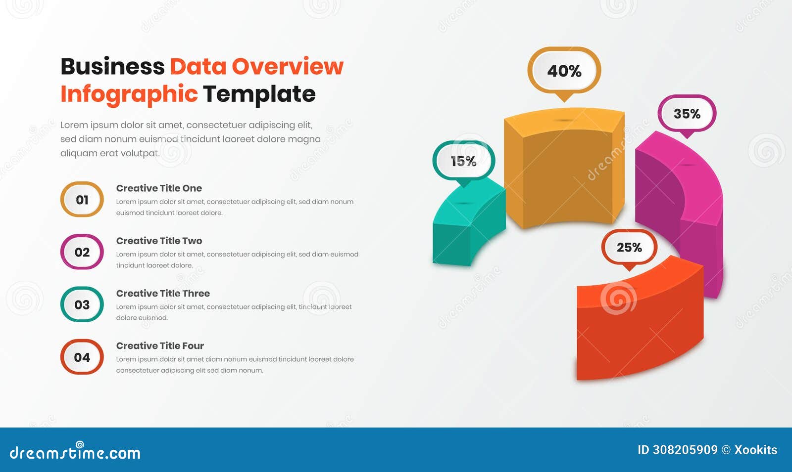 Business Data Overview and Presentation Infographic Template with Point ...