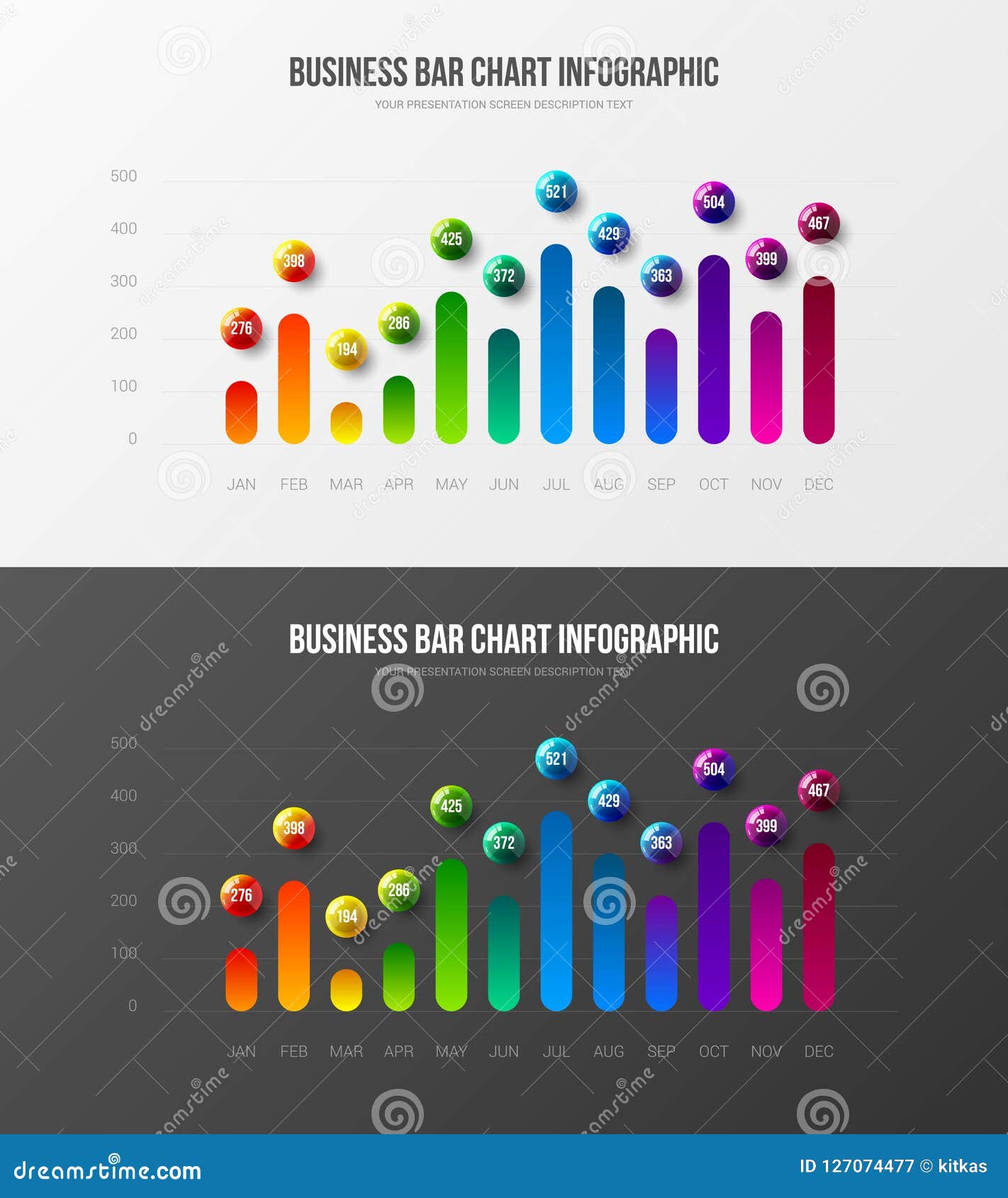 Business Data Vertical 12 Elements Bar Chart Design Layout. Stock ...