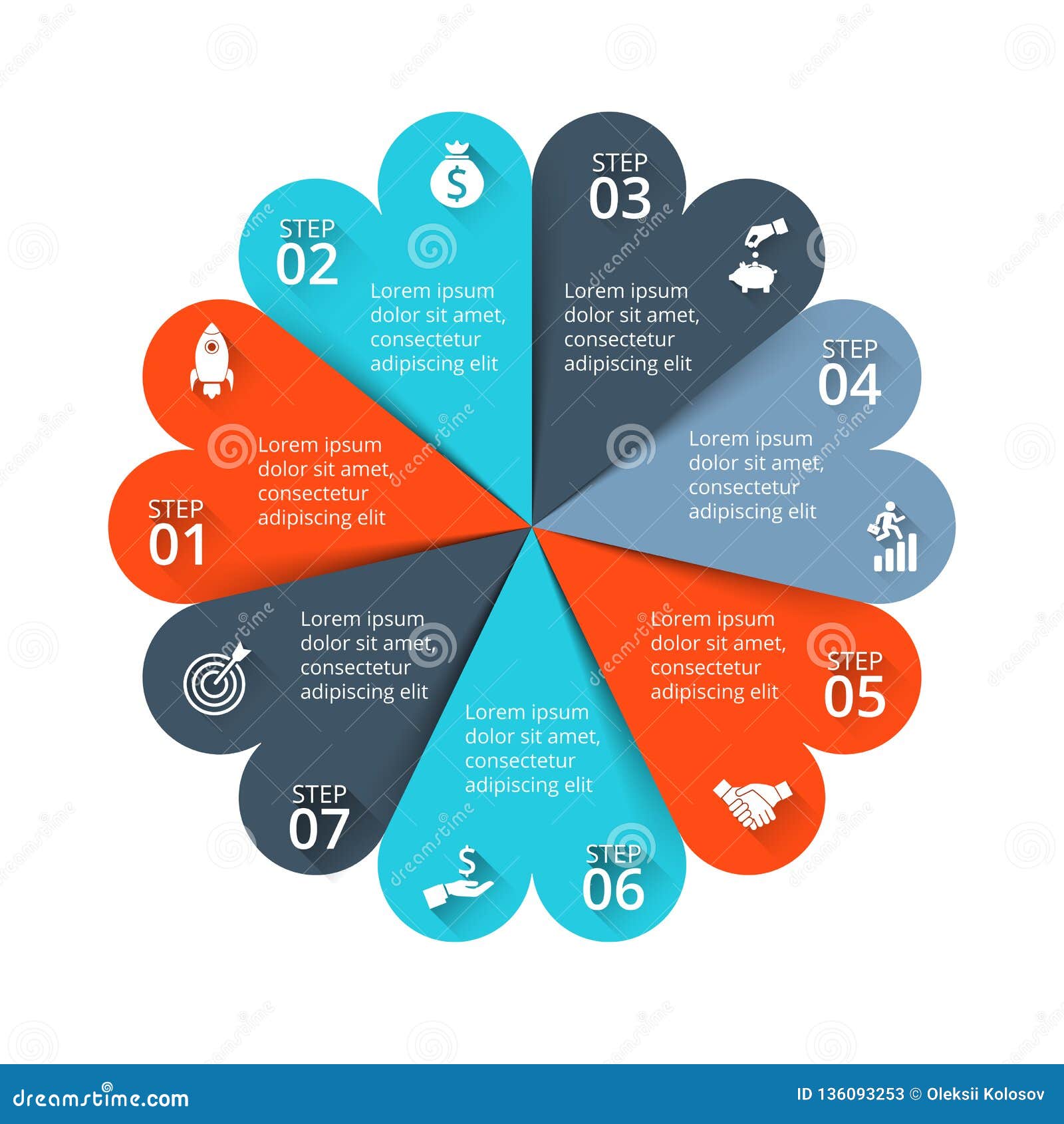 Business Data Visualization. Abstract Cycle Elements of Diagram with 7 ...