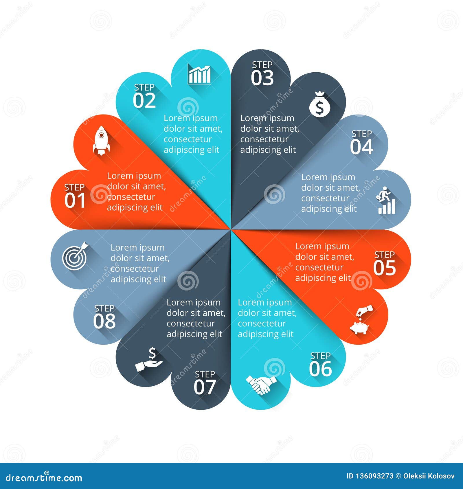 Business Data Visualization. Abstract Cycle Elements of Diagram with 8 ...