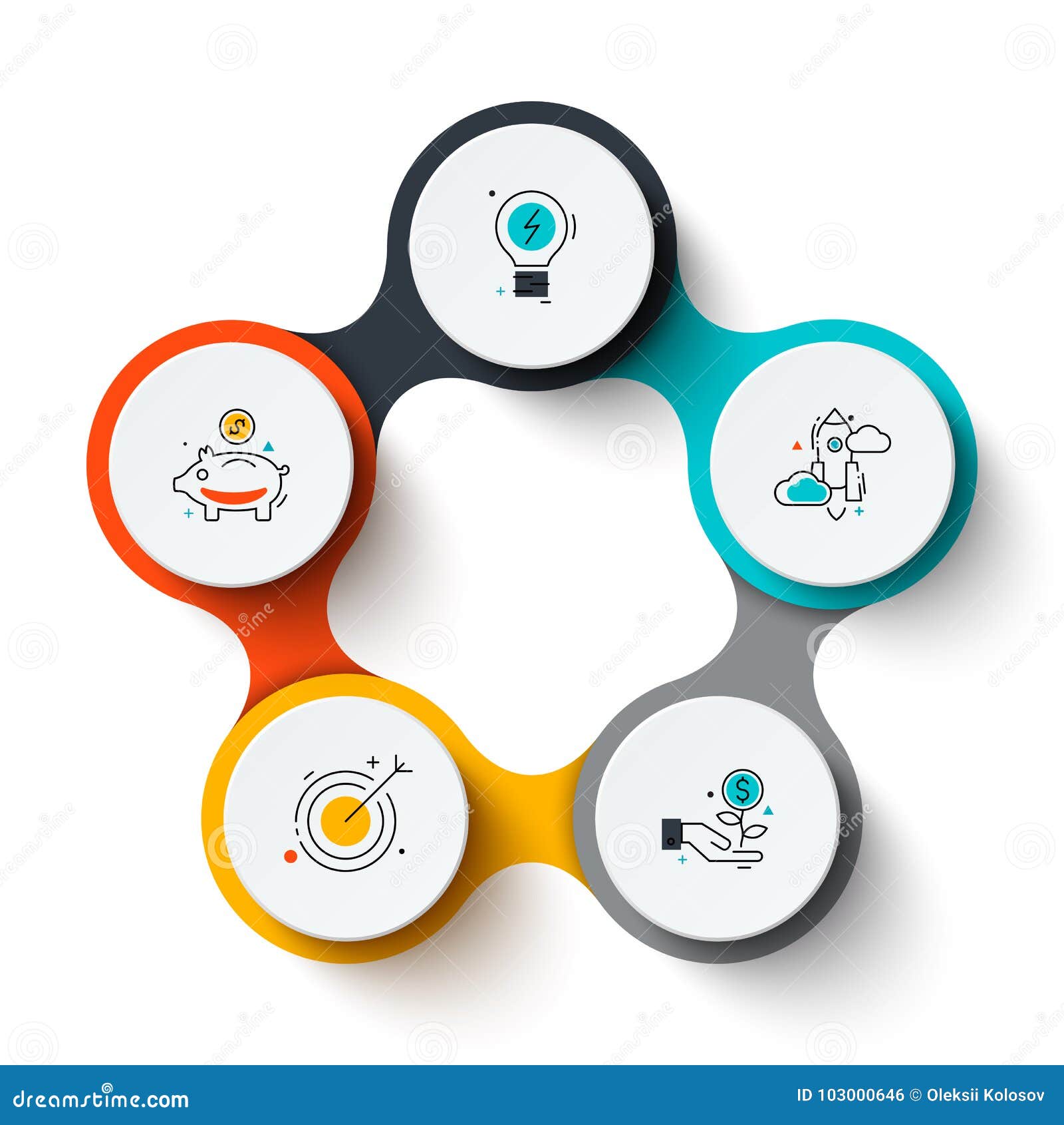 Abstract Elements Of Cycle Diagram With 5 Steps, Options Or Processes ...
