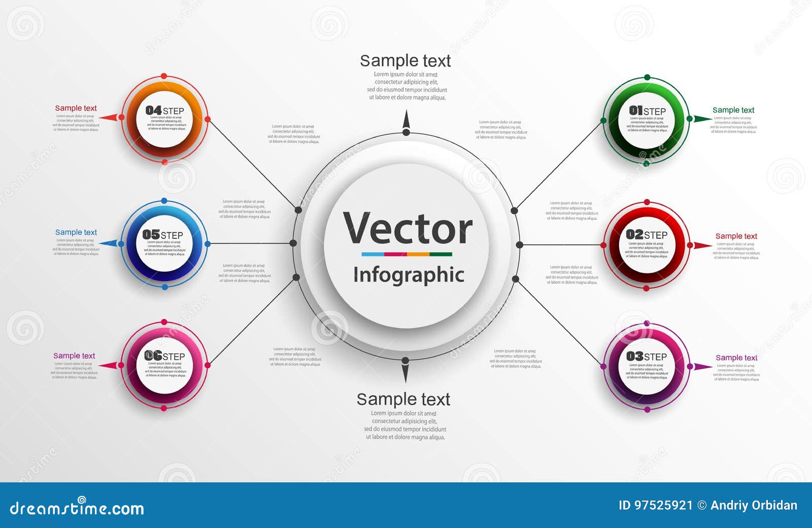 Business Data Visualization. Abstract Elements of Graph, Diagram with 6 ...