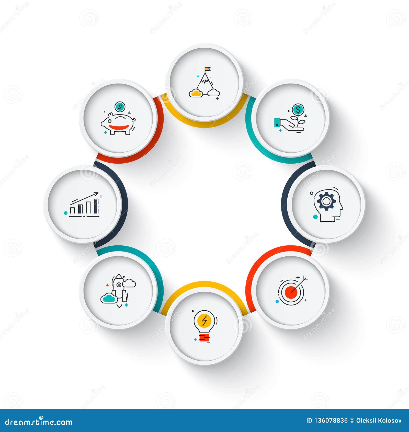 Business Data Visualization. Circle Elements of Cycle Diagram with 8 ...