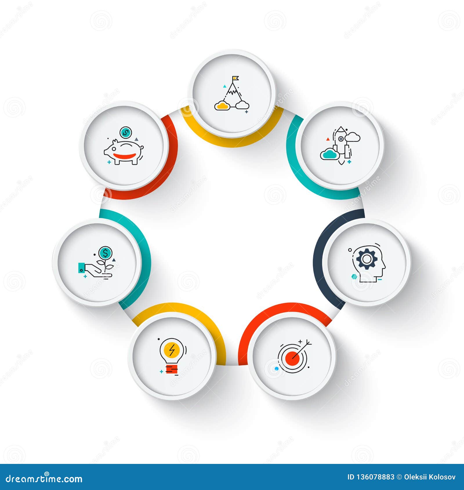 Business Data Visualization. Circle Elements of Cycle Diagram with 7 ...