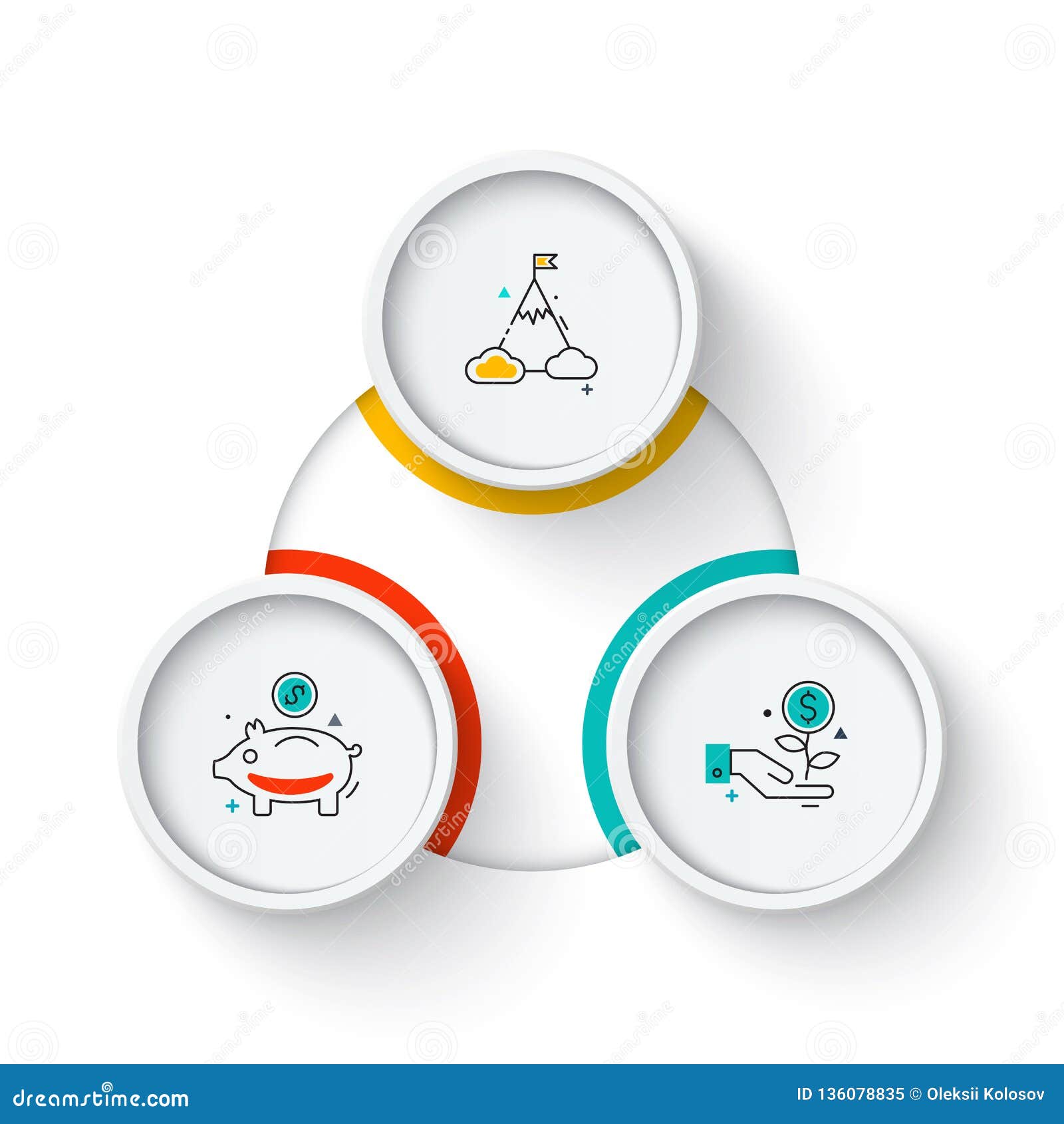 Business Data Visualization. Circle Elements of Cycle Diagram with 3 ...