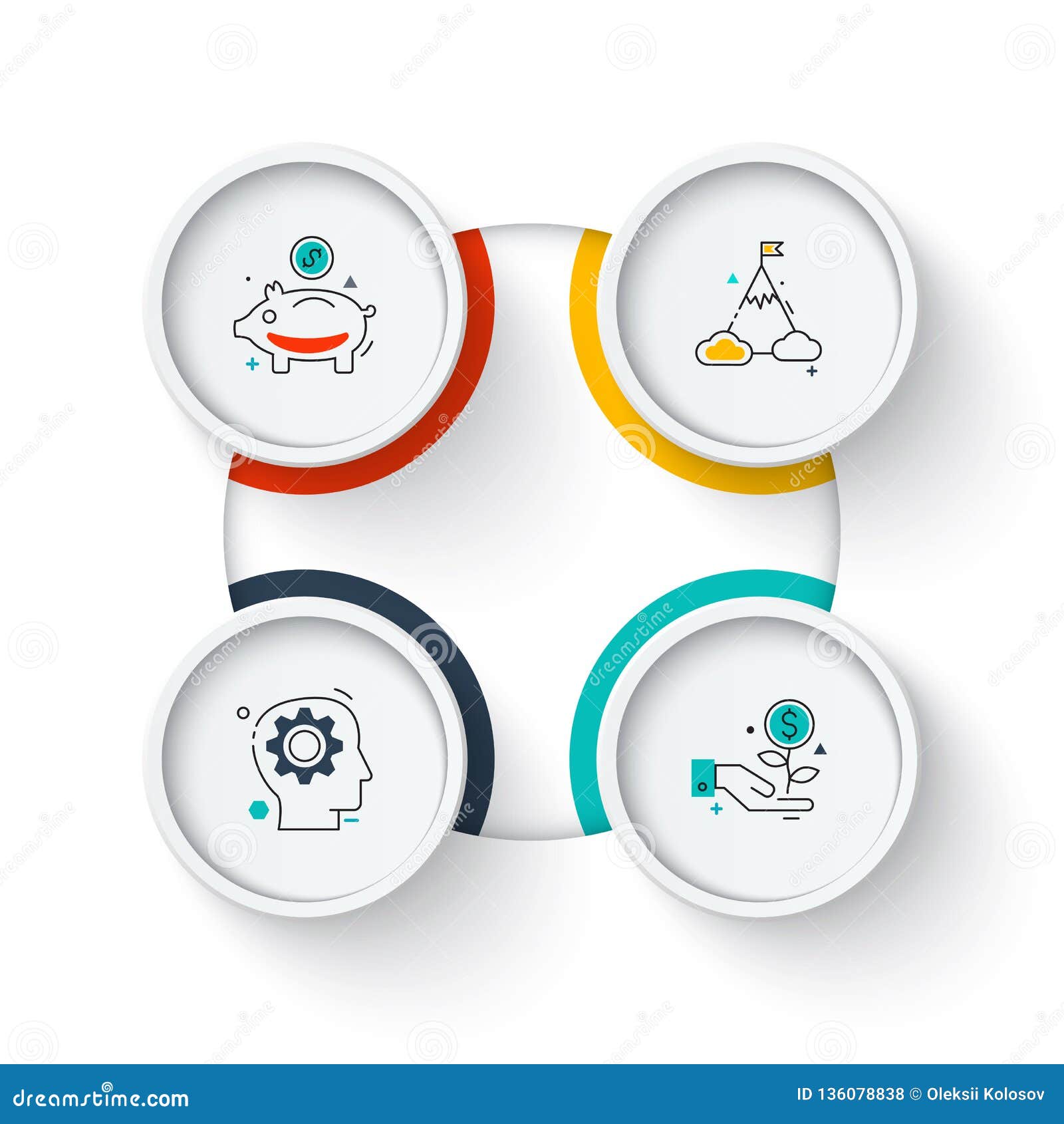 Business Data Visualization. Circle Elements of Cycle Diagram with 4 ...