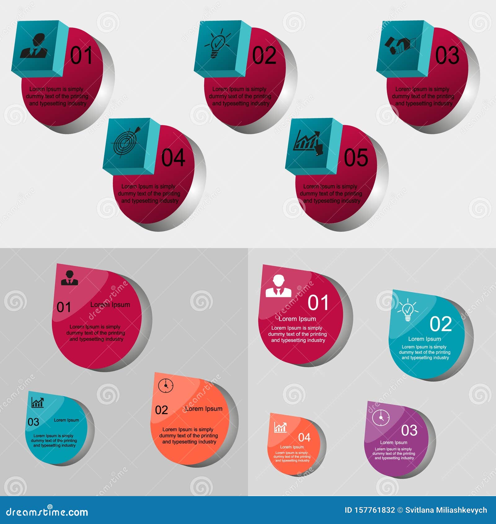 Five-step Infographic of 3D Figures of Different Sizes Stock ...