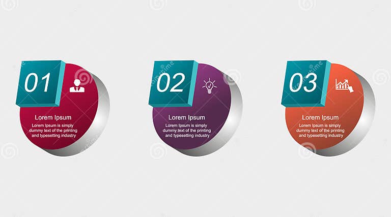 3D 3-step Infographics with Text Number Icons Stock Illustration ...