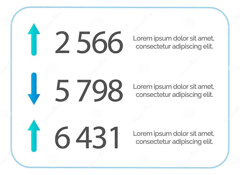 Business Data Visualization Numbers, Down and Up Arrows. Steps Dynamics ...