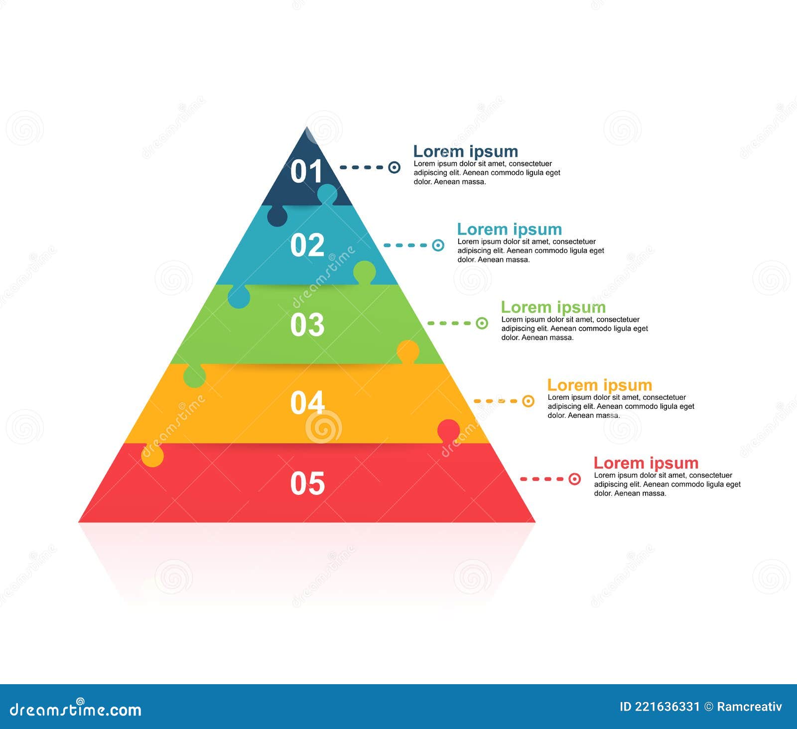 Business Data Visualization Pyramid with Puzzle Pieces and 5 Options or ...