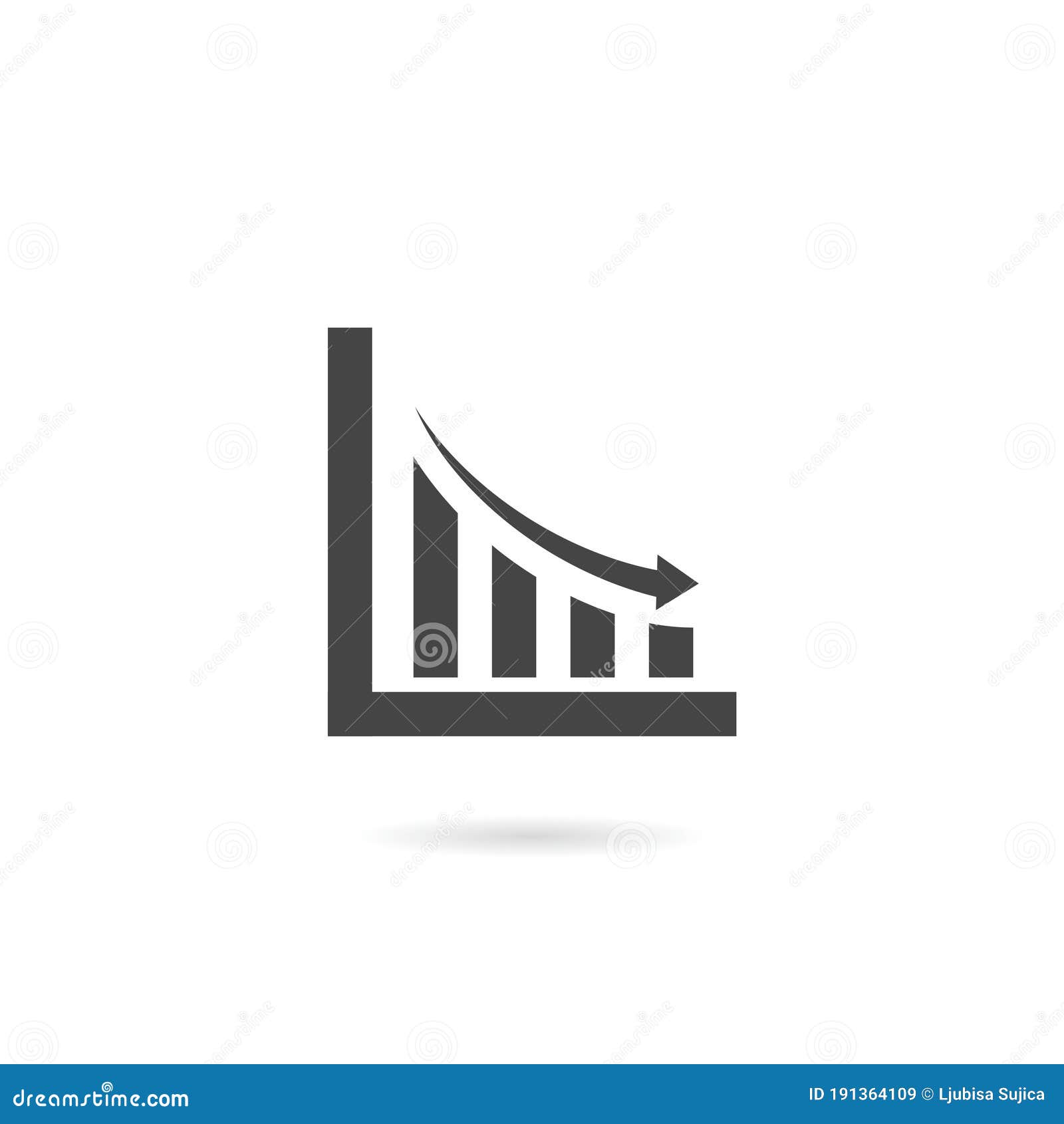 Business Decline Chart Icon with Shadow Stock Vector - Illustration of ...