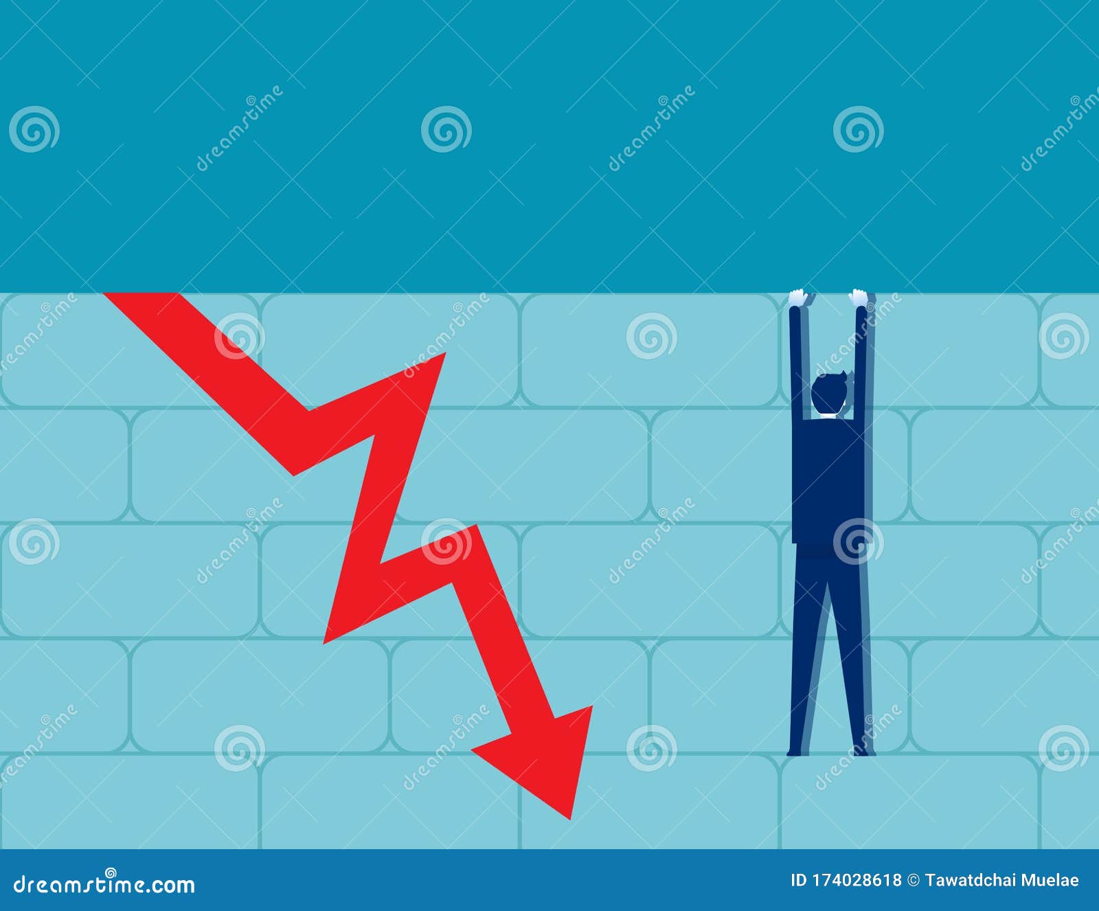 Business Decrease Chart. Concept Business Chart Vector Illustration, Business Failure, Graph ...