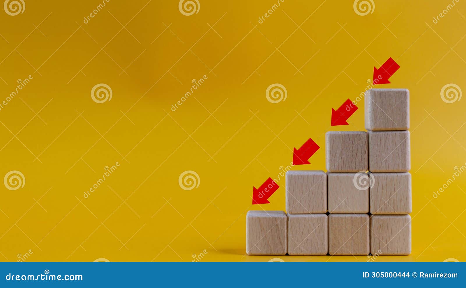 Business Decrease Concept Abstract Yellow Background. Red Arrow and ...