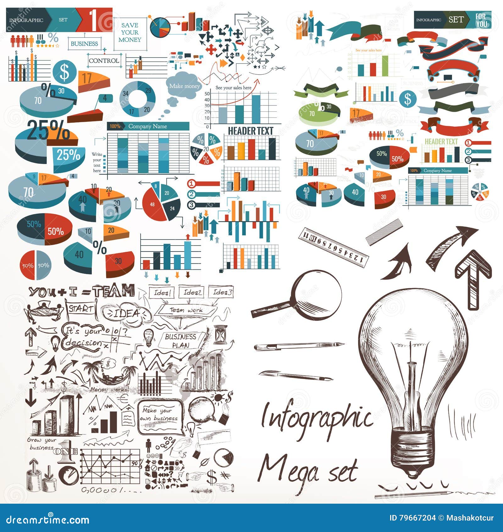 Business Design Elements Vector Set Stock Vector - Illustration of ...