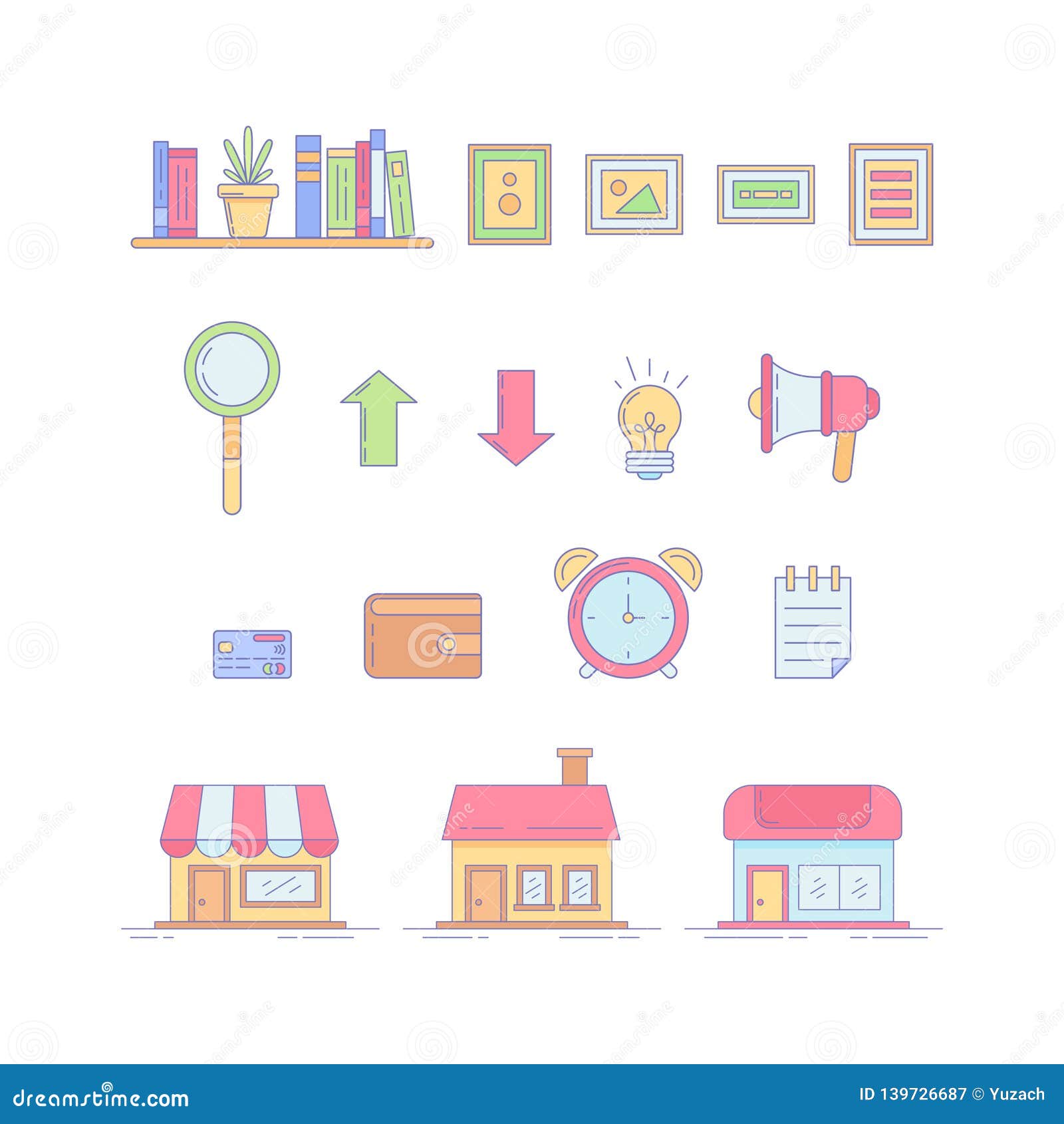 Business Desktop Objects for Office Stock Vector - Illustration of ...