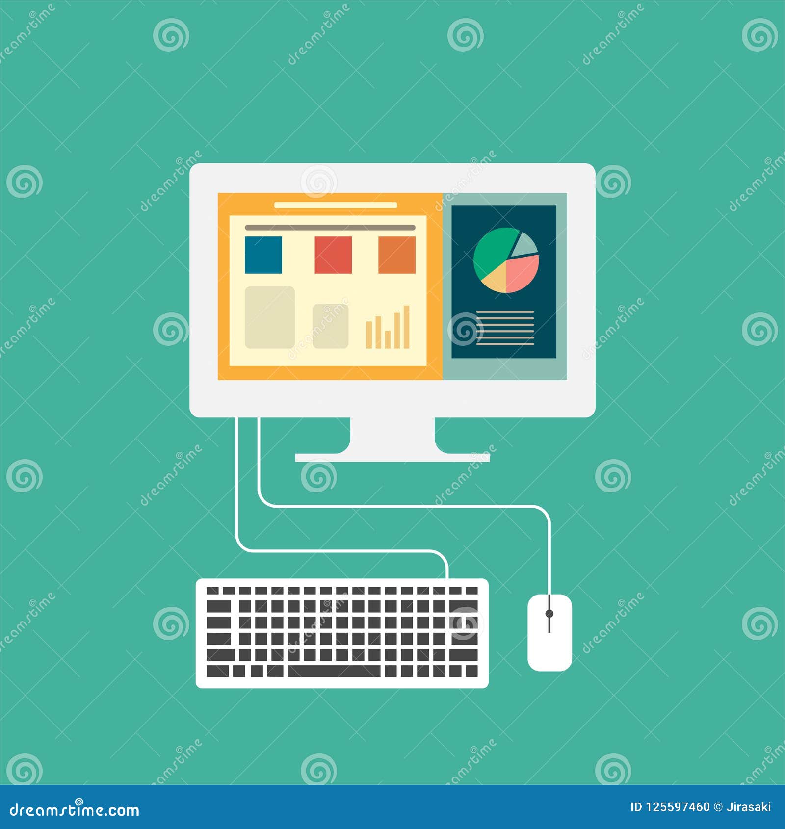 Business destop computer stock vector. Illustration of computer - 125597460