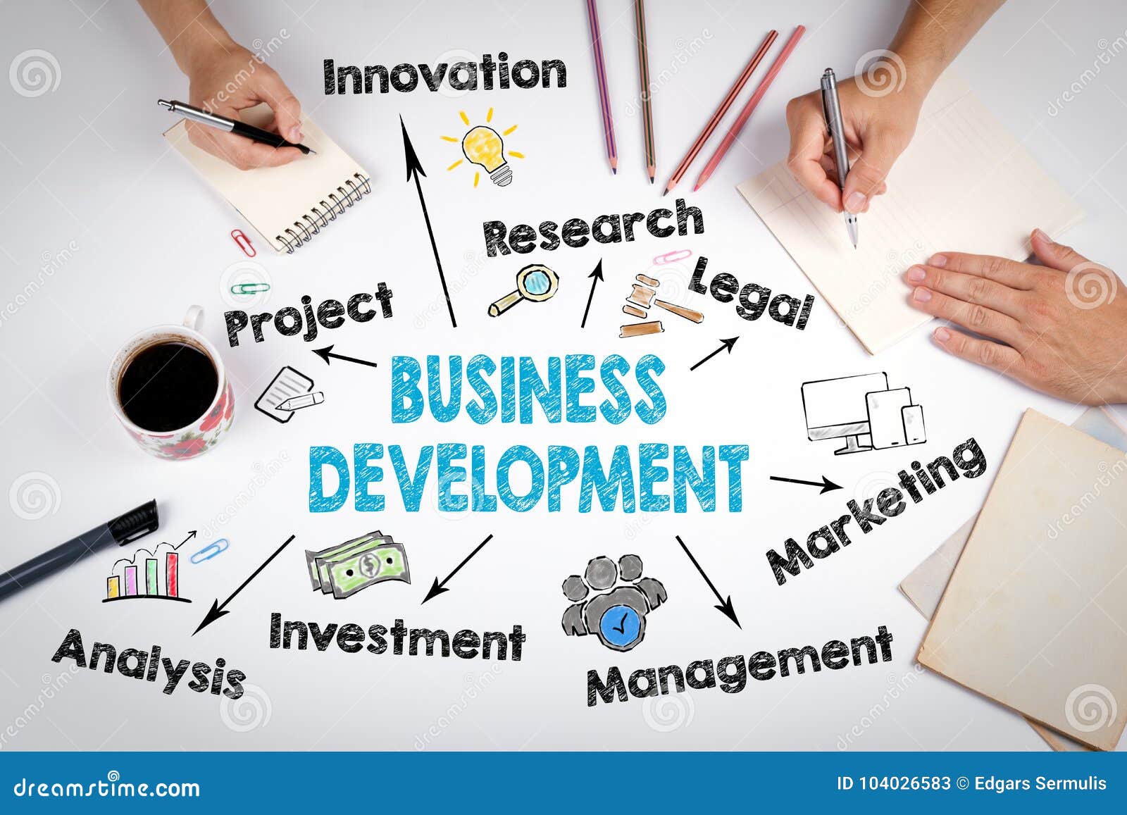 Business Development Concept. Chart with Keywords and Icons Stock Image ... Business Development Concept. Chart with Keywords and Icons Stock Image ...