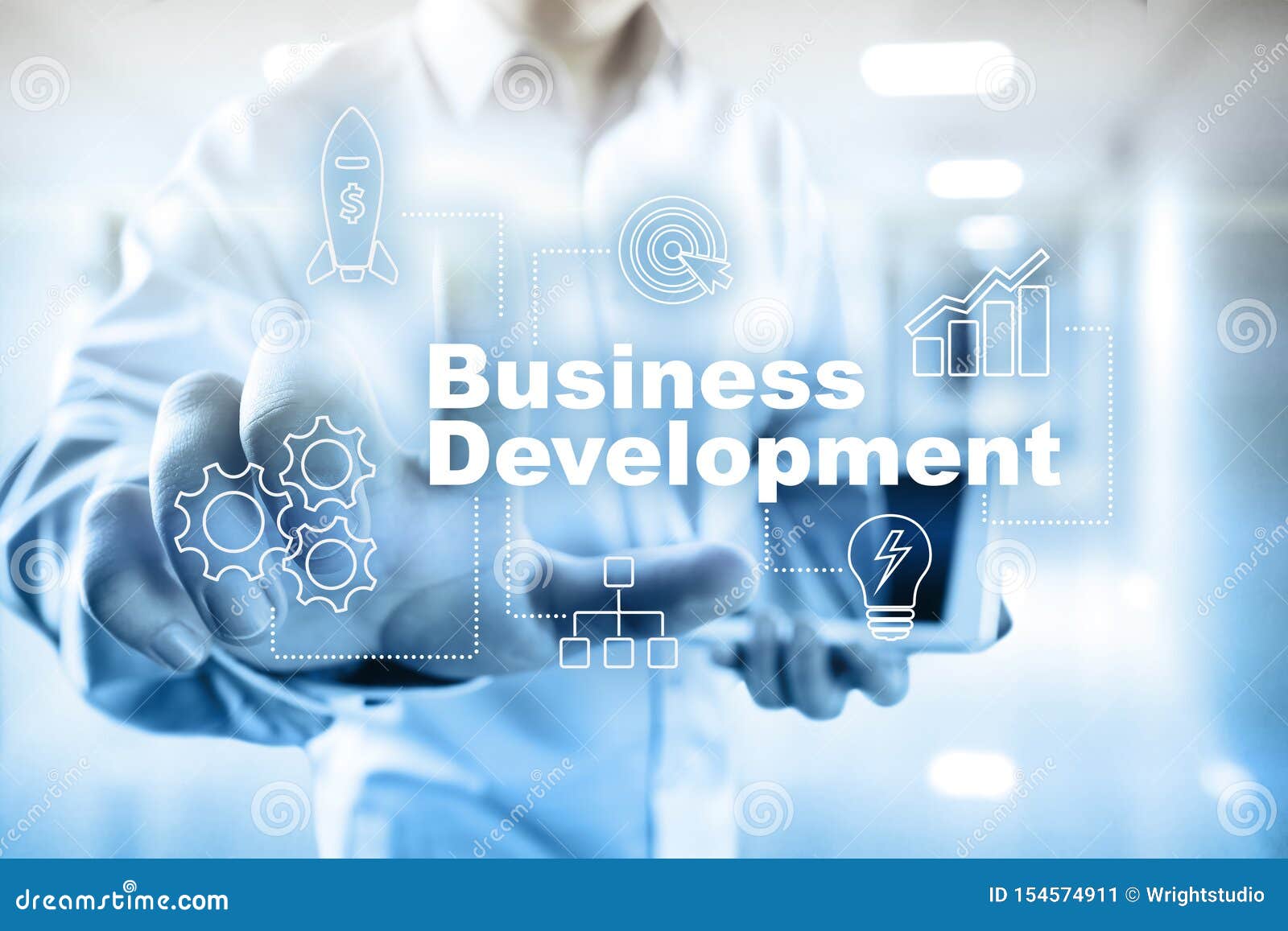Business Development Concept, Strategy of Growth on Virtual Screen ...