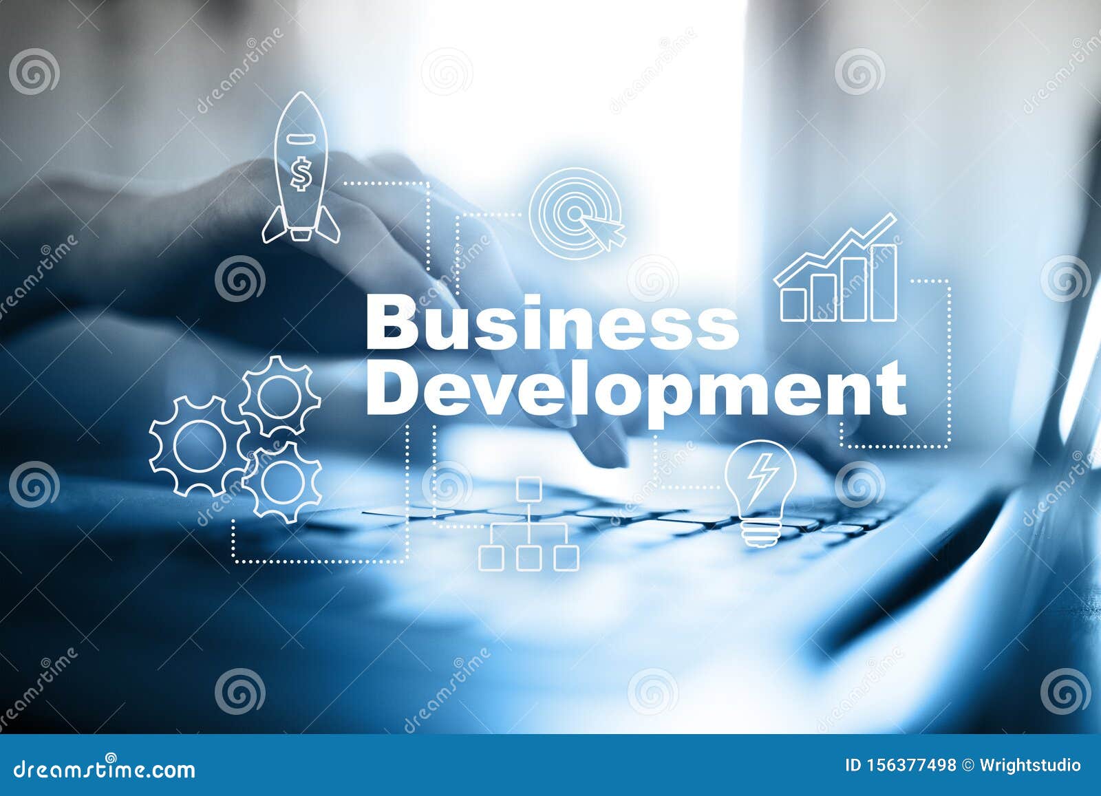 Business Development Concept, Strategy of Growth on Virtual Screen ...