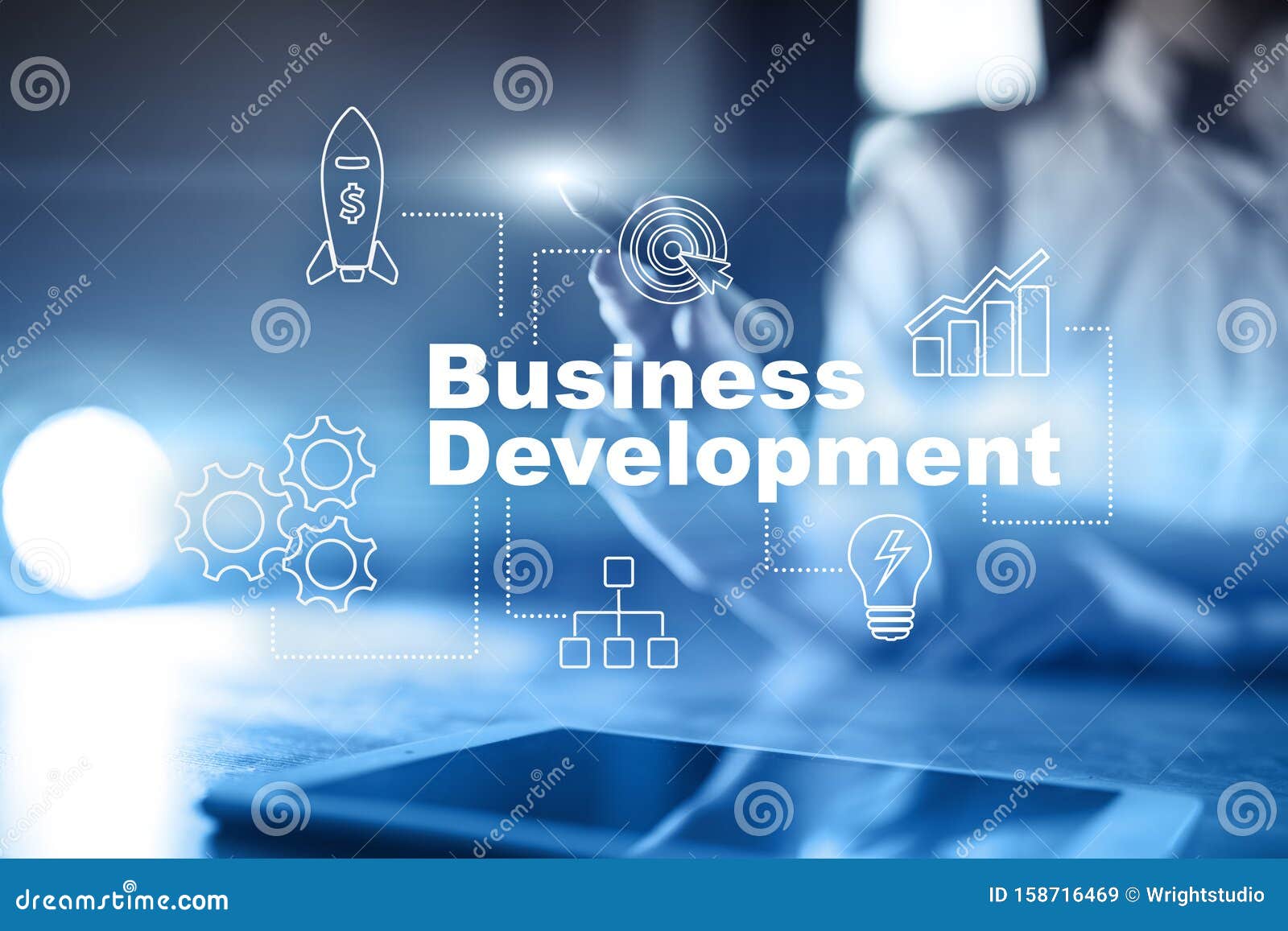 Business Development Concept, Strategy of Growth on Virtual Screen ...