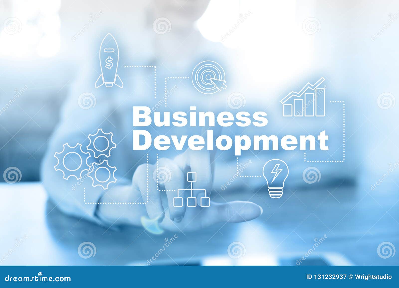 Business Development Concept, Strategy of Growth on Virtual Screen ...