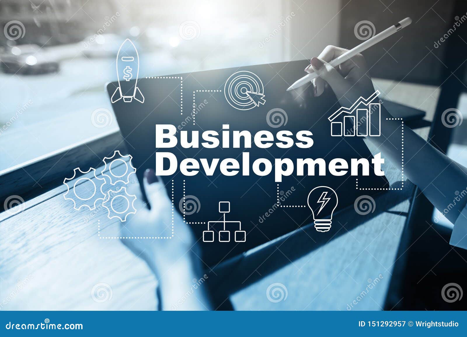 Business Development Concept, Strategy of Growth on Virtual Screen ...