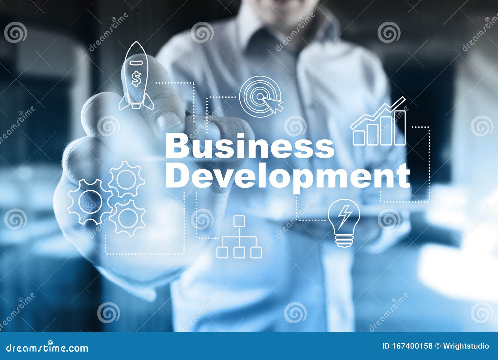 Business Development Concept, Strategy of Growth on Virtual Screen ...