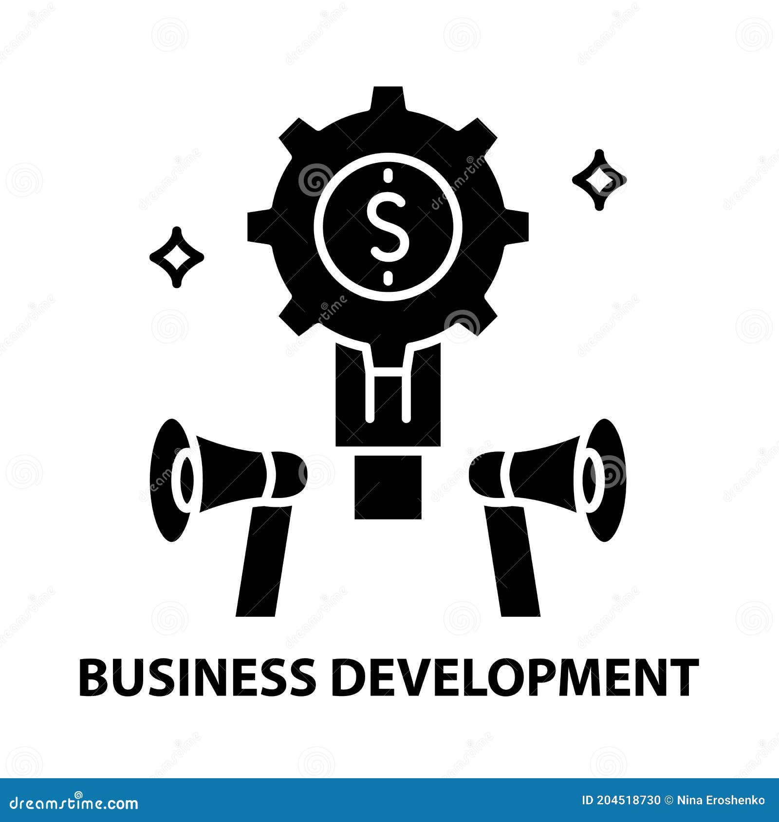 Business Development Icon, Black Vector Sign with Editable Strokes ...