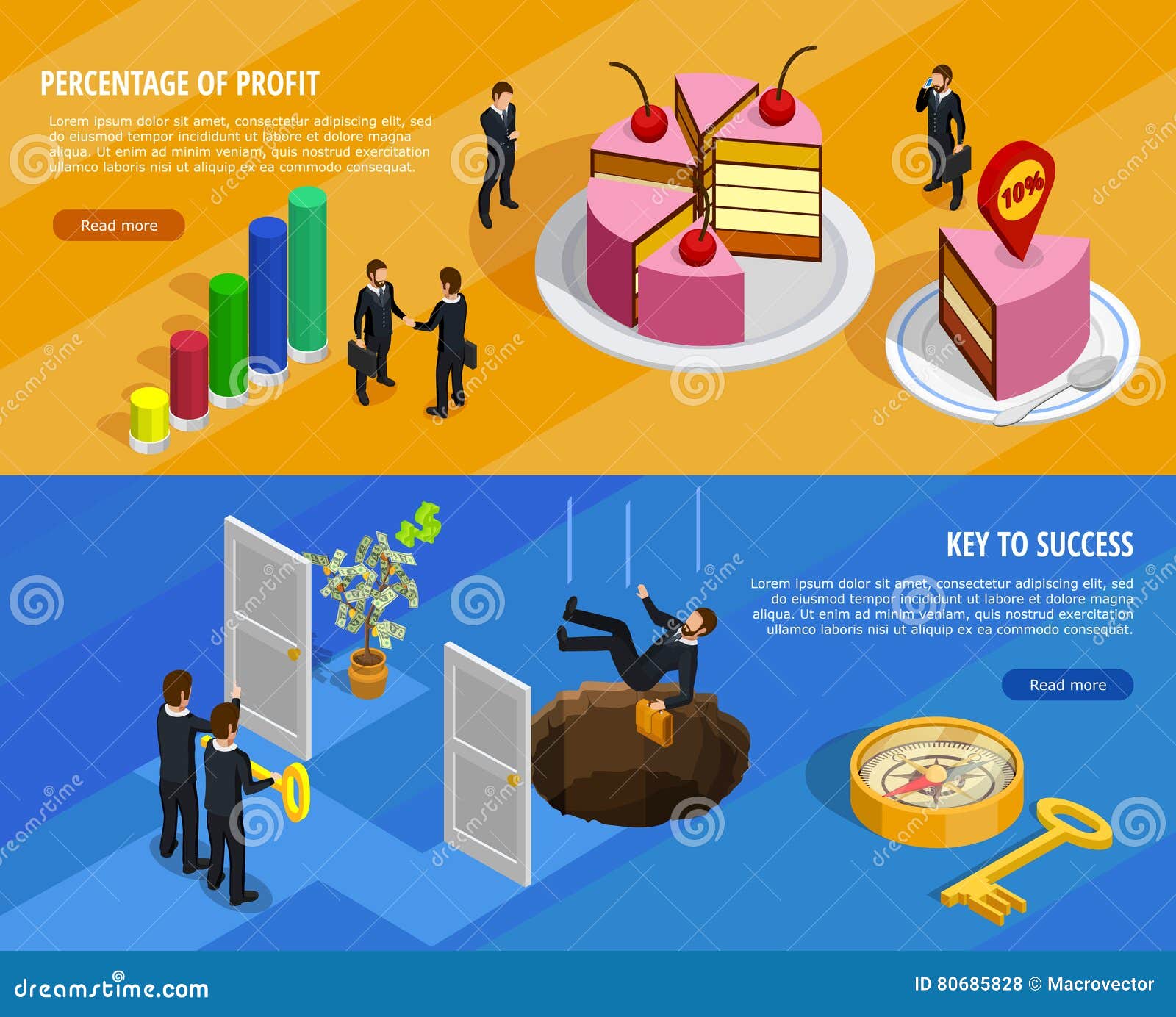 Business Development Isometric Horizontal Banners Stock Vector ...