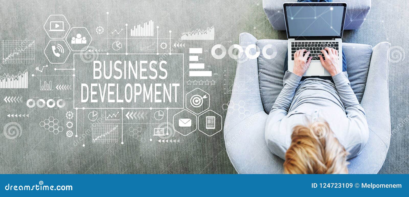 Business Development with Man Using a Laptop Stock Image - Image of ...