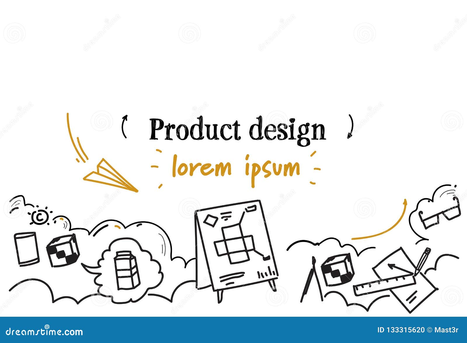 Business Development Product Design Concept Sketch Doodle Horizontal ...