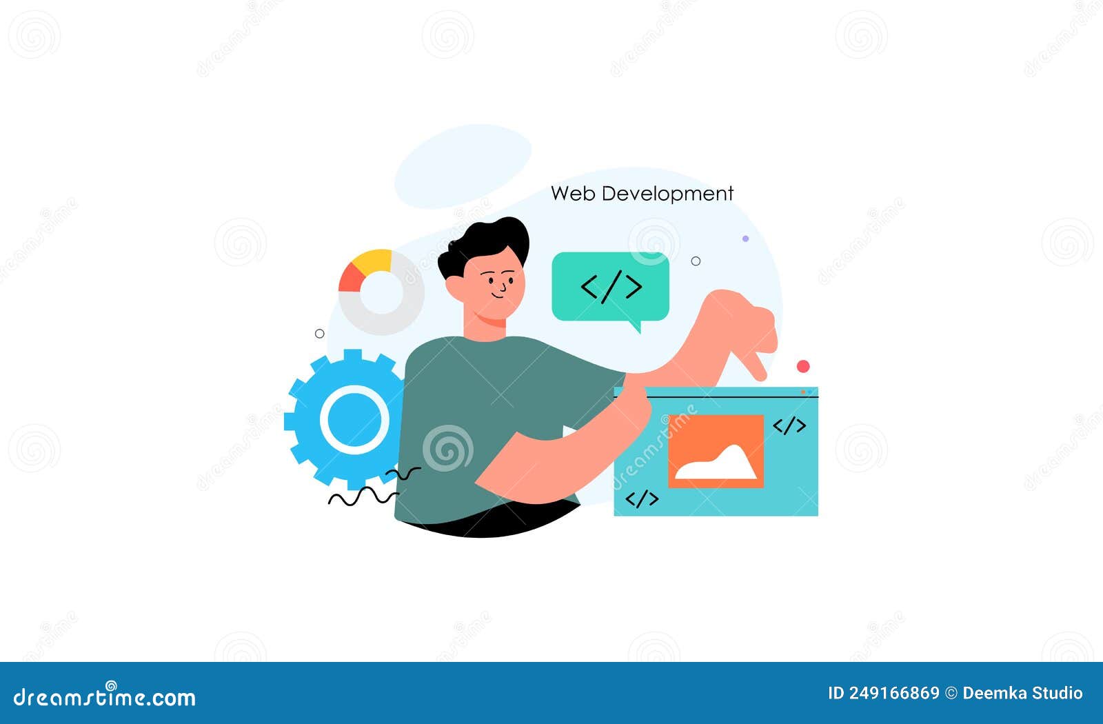 Business Development, Programming Illustration. People Working on Web ...