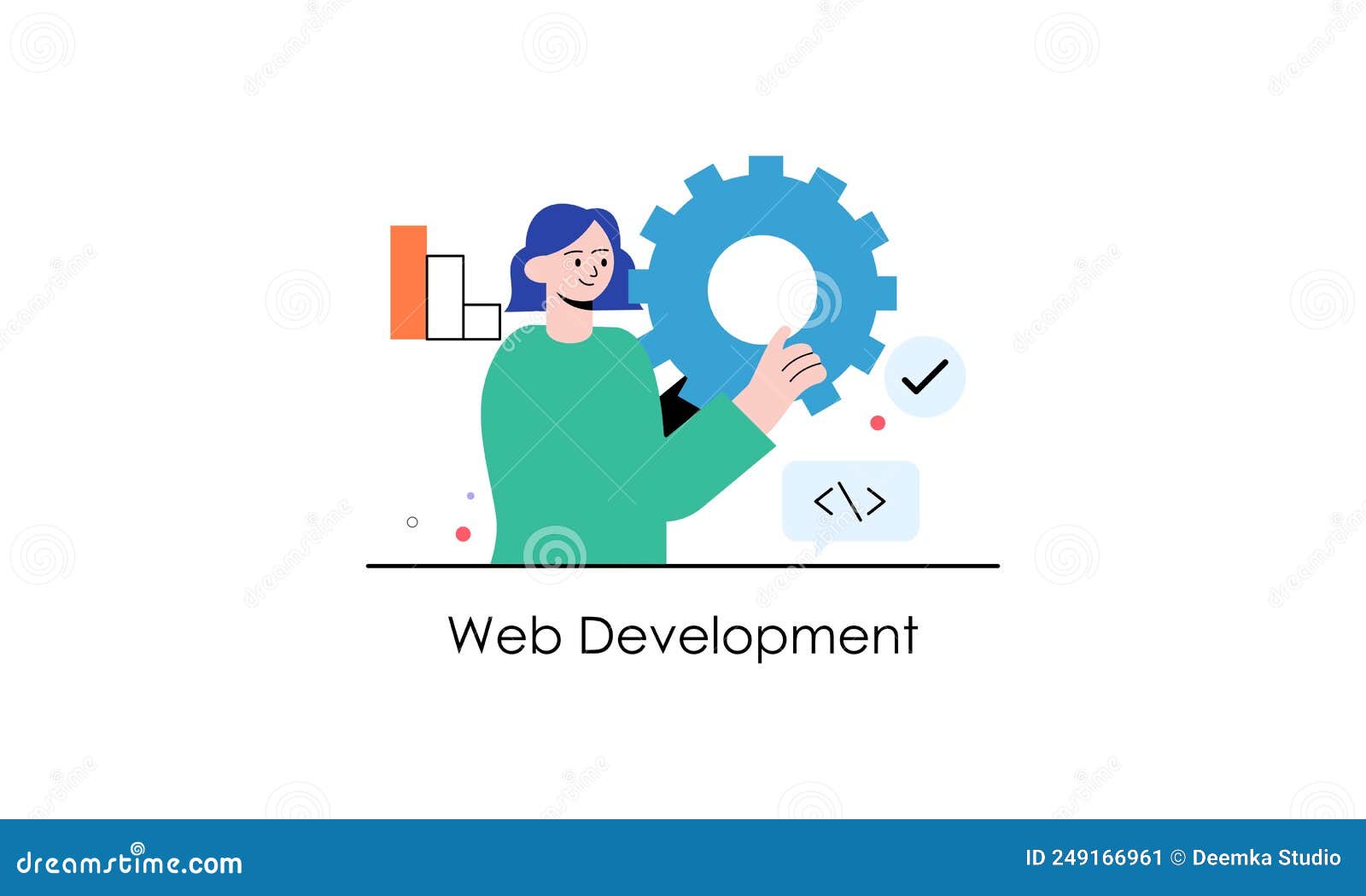 Business Development, Programming Illustration. People Working on Web ...