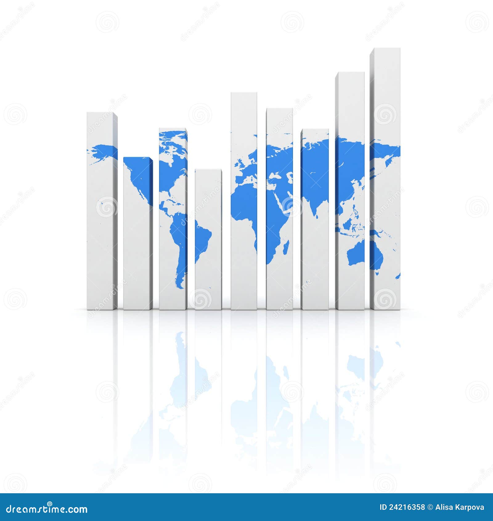 Business Diagram Graph with Blue World Map Stock Illustration ...