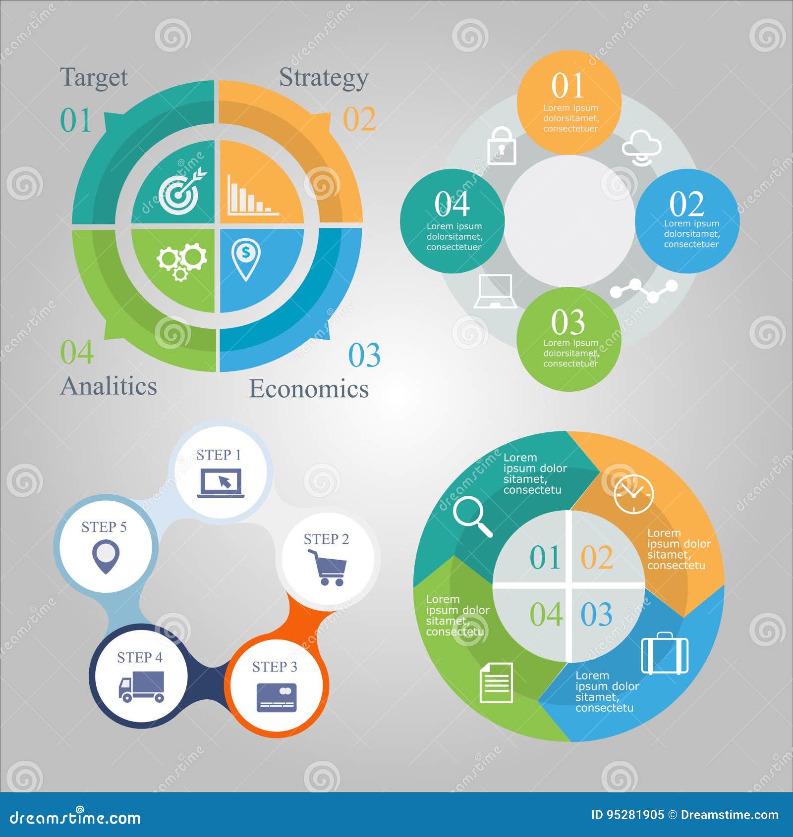 Business Diagram Infographics Set Stock Vector - Illustration of logo ...