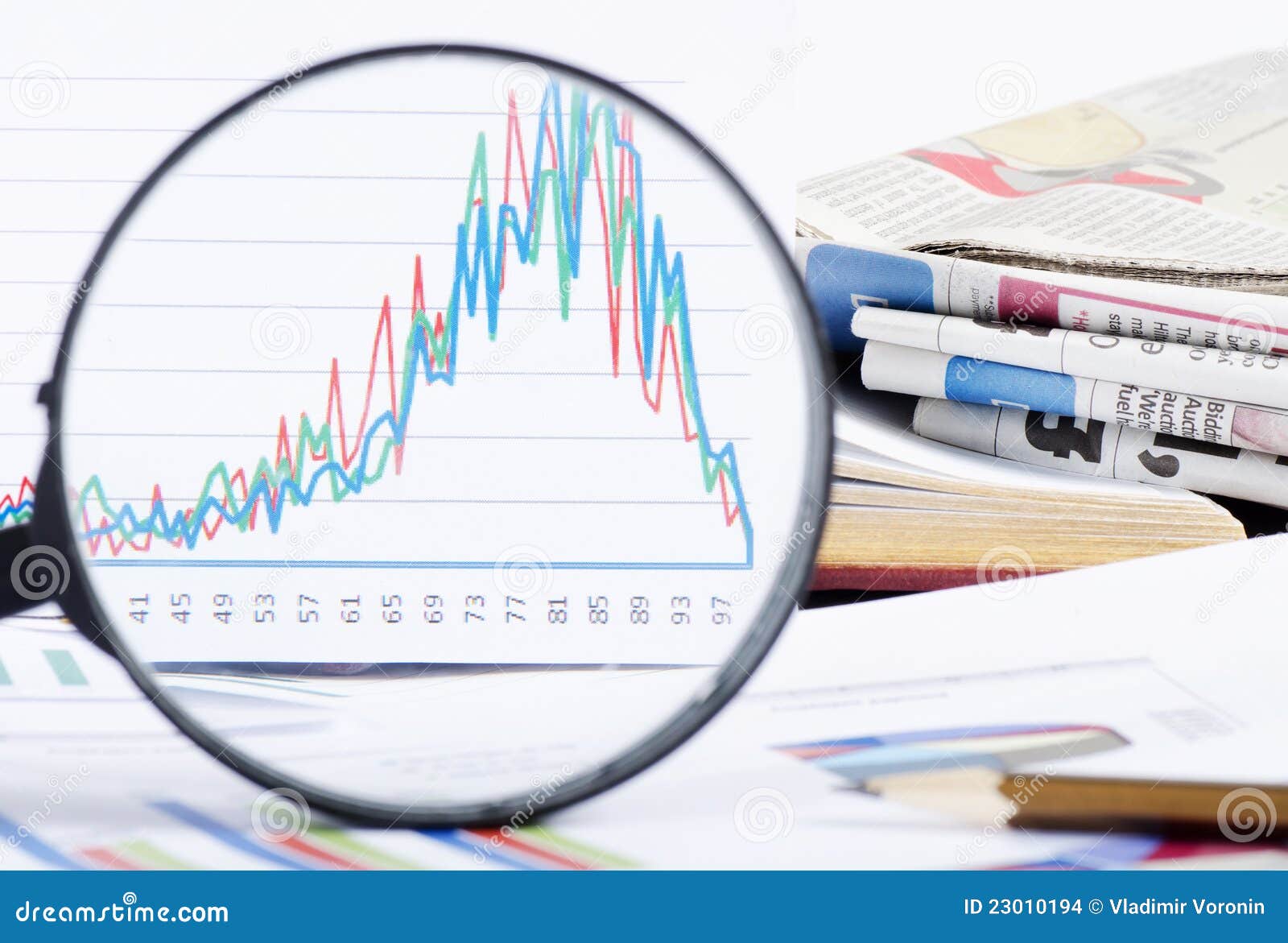 Business Diagramme with Magnifying Glass Stock Photo - Image of diagram ...