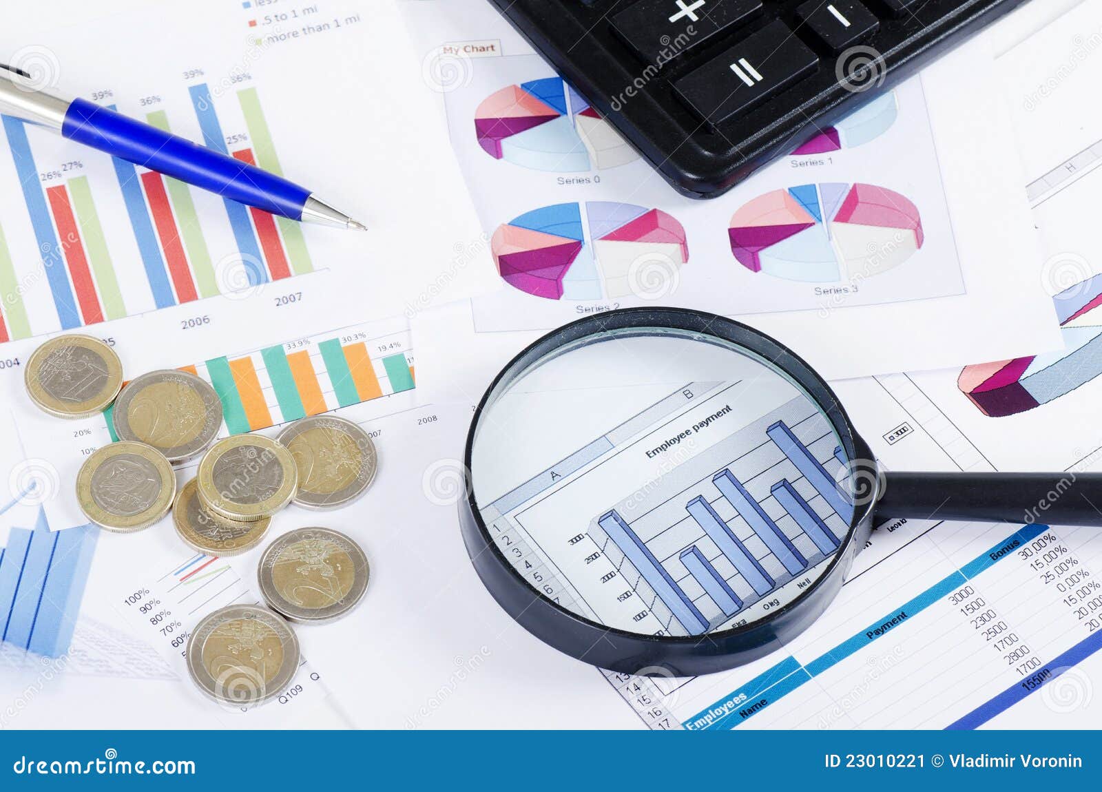 Business Diagramme With Magnifying Glass Royalty-Free Stock Photo ...