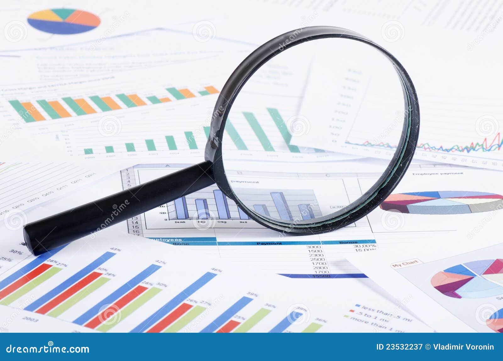 Business Diagramme with Magnifying Glass Stock Image - Image of data ...