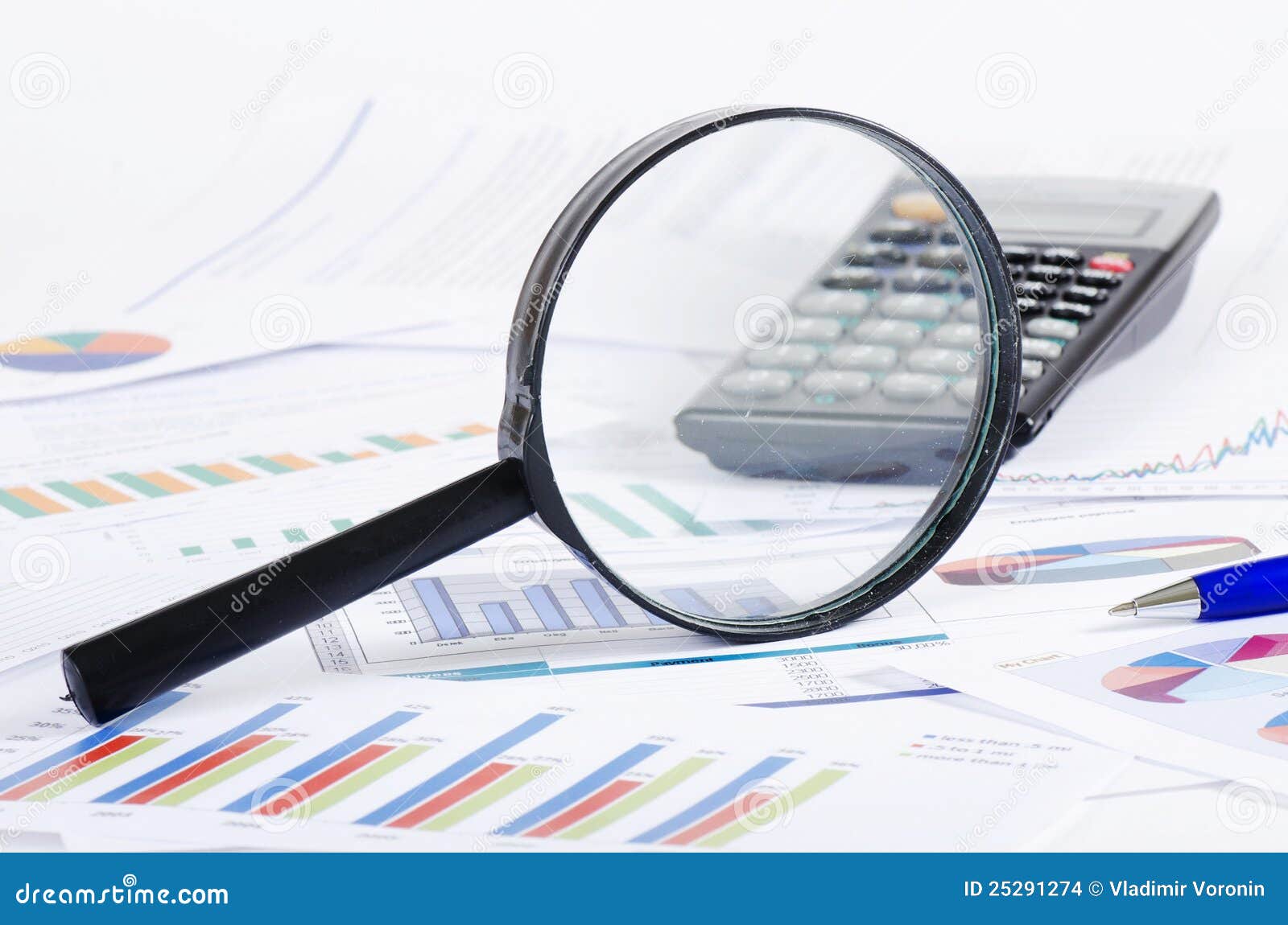 Business Diagramme with Magnifying Glass Stock Photo - Image of ...