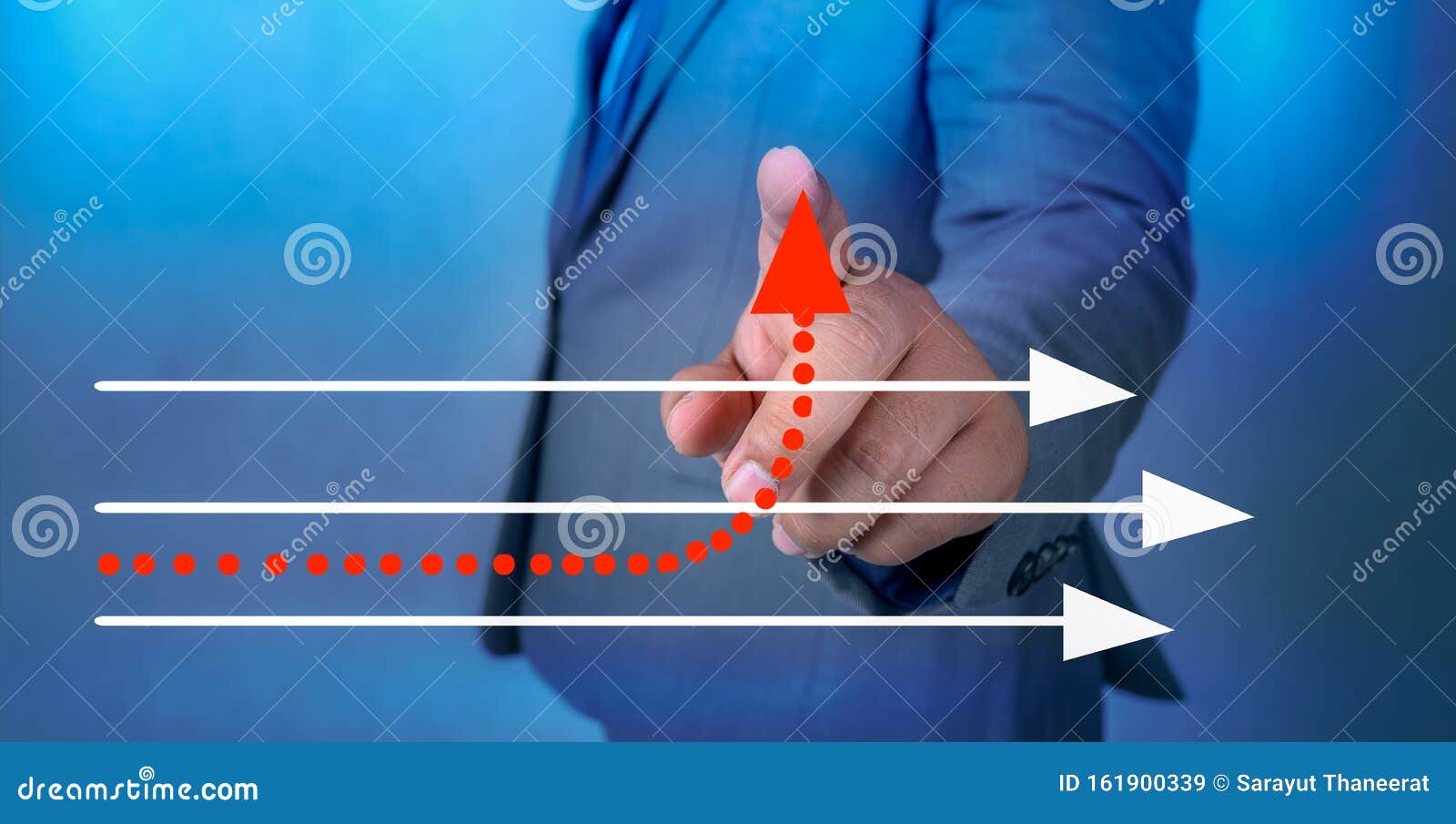Business Different Direction the Hand of a Business Man is Pointing To ...