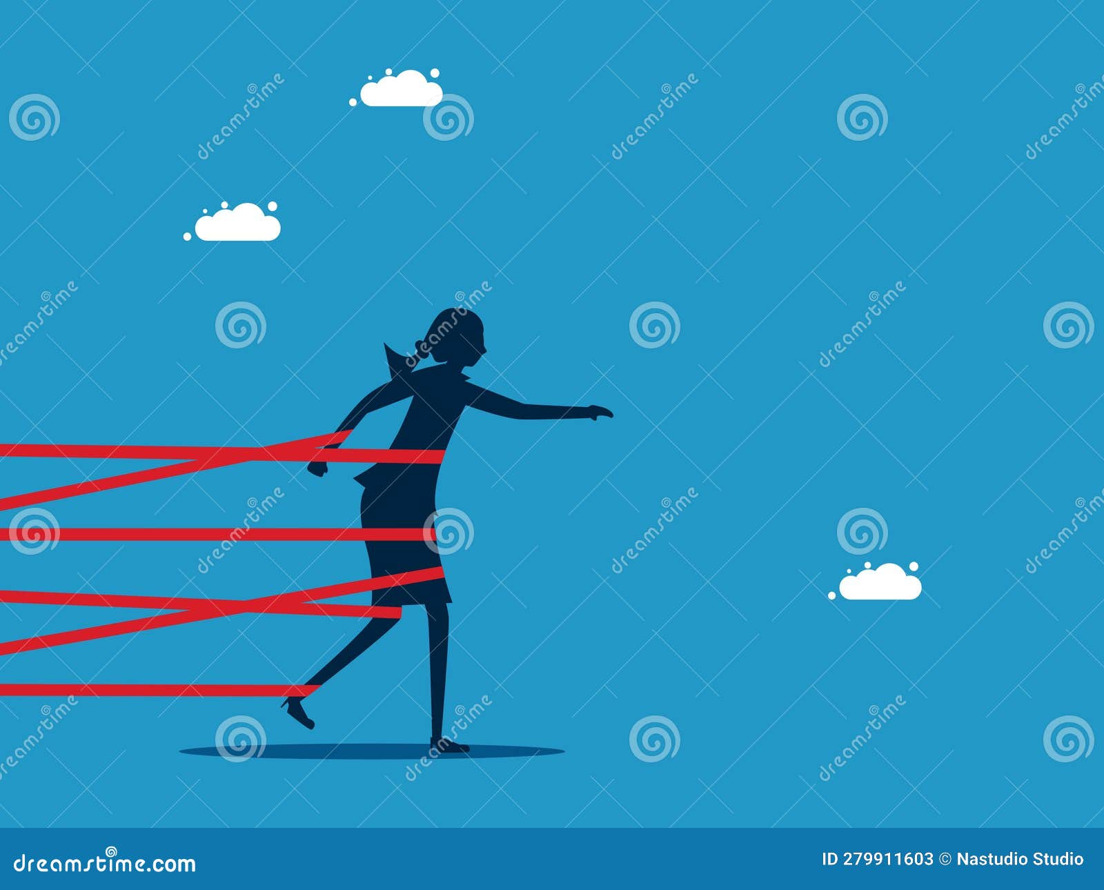 Business Difficulty. Woman Bound with Tape Stock Vector - Illustration ...