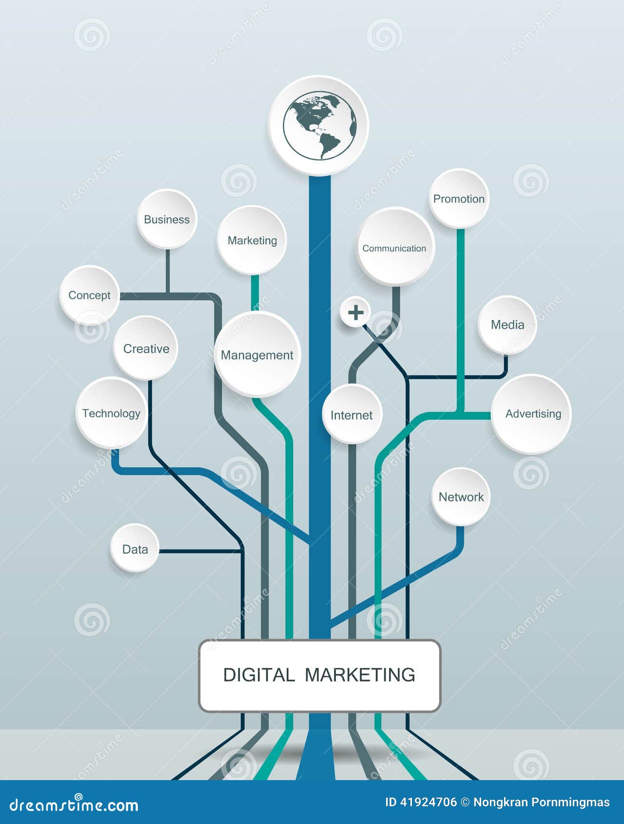 Business Digital Marketing Concept and Abstract Tree Shape Stock Vector ...