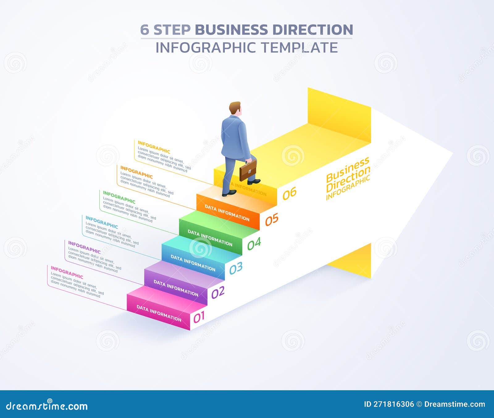 Business Direction Arrow Staircase Infographic Steps Template ...