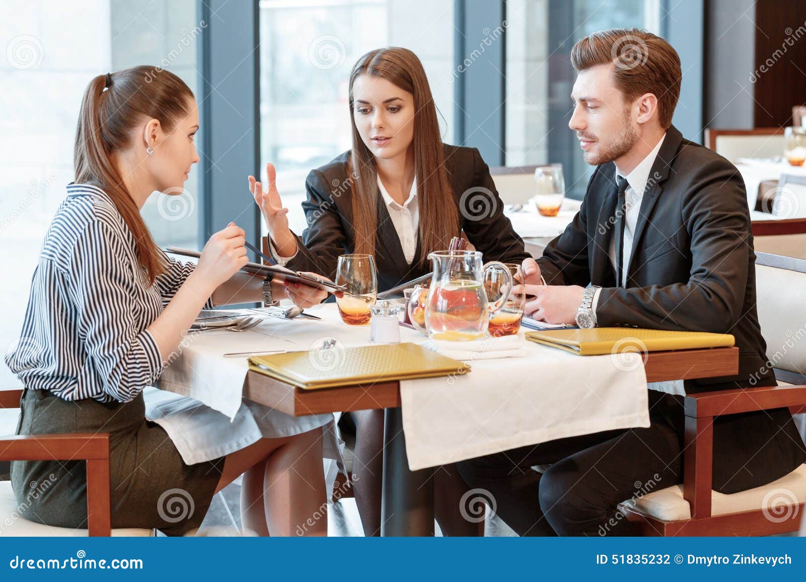 Business Discussion at the Lunch between Stock Photo - Image of diagram ...
