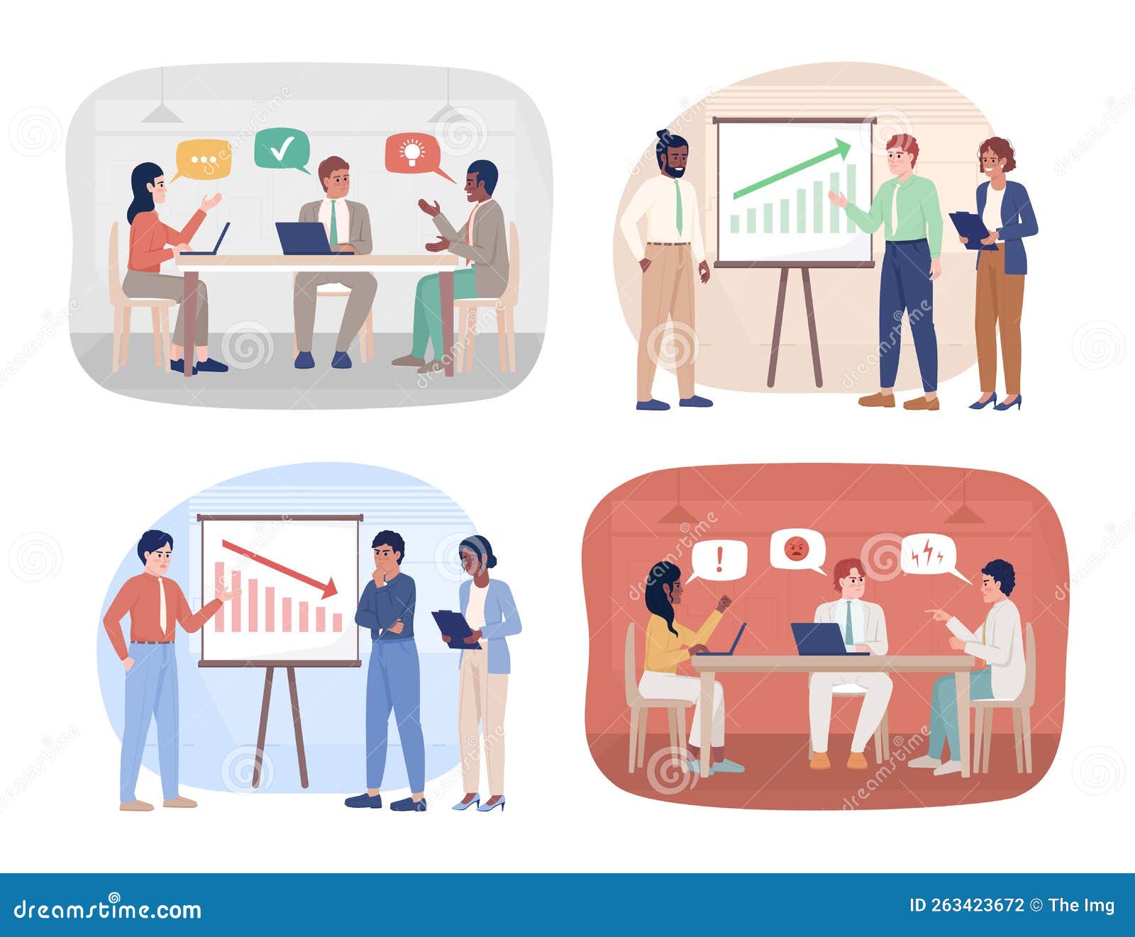Business Discussions 2D Vector Isolated Illustrations Set Stock ...