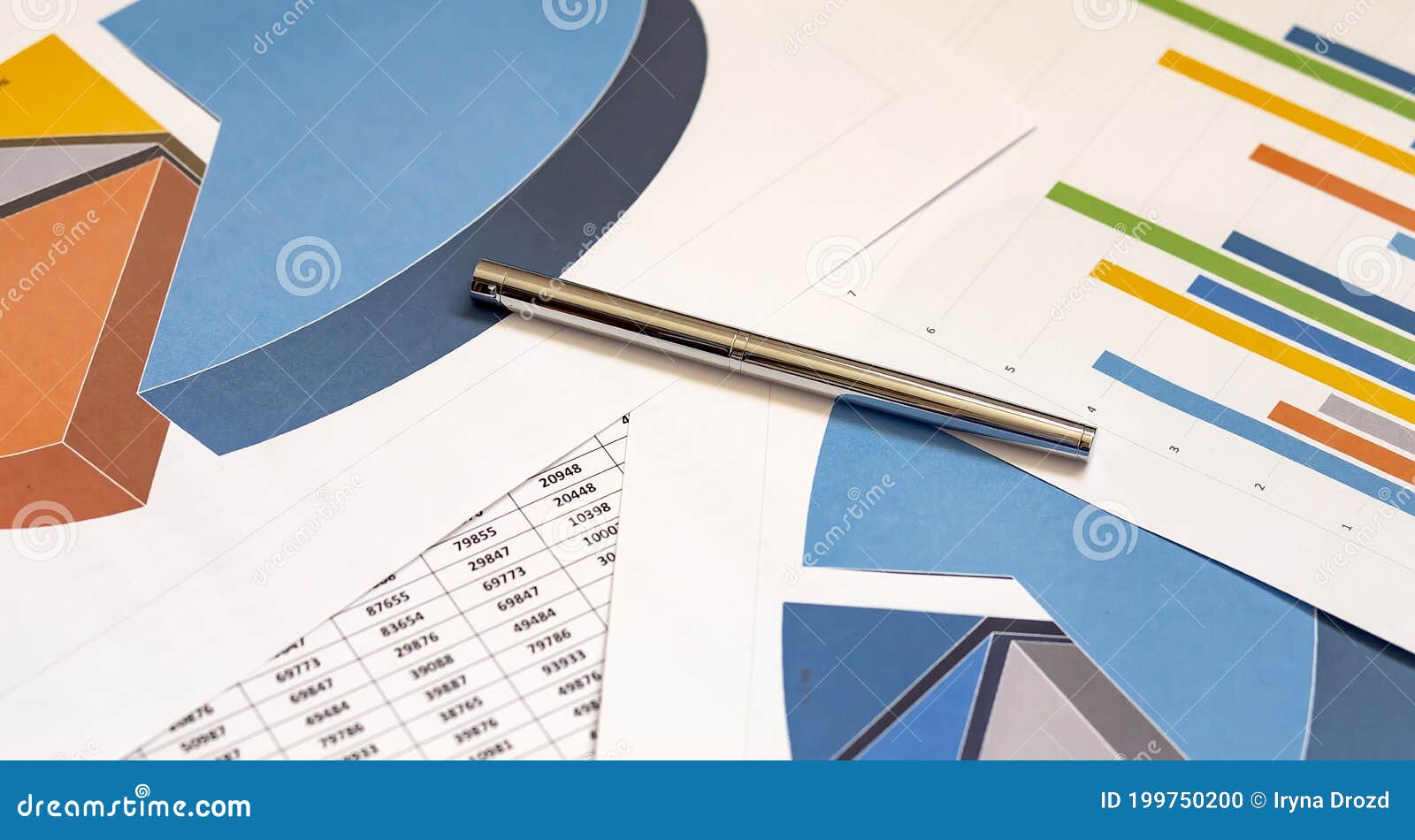 Business Document Financial Chart and Graph with Pen Stock Photo ...