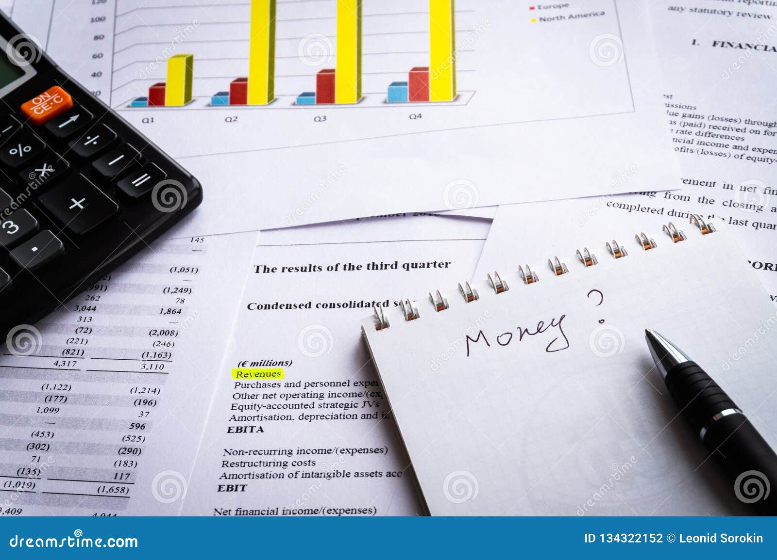 Business Document. Financial Income Statement and Chart and Graph Stock ...